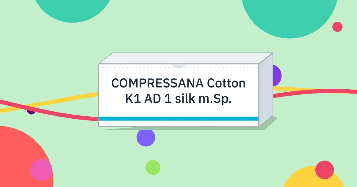 Symbolbild: Packung mit der Aufschrift COMPRESSANA Cotton K1 AD 1 silk m.Sp. (PZN 10215500) – Verfügbarkeit und Bezug in Apotheken in Frankfurt am Main