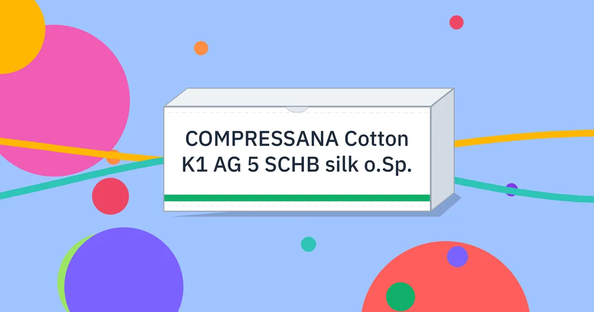Symbolbild: Packung mit der Aufschrift COMPRESSANA Cotton K1 AG 5 SCHB silk o.Sp. (PZN 16959911) – Verfügbarkeit und Bezug in Apotheken in Frankfurt am Main