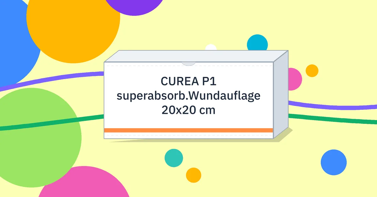 Symbolbild: Packung mit der Aufschrift CUREA P1 superabsorb.Wundauflage 20x20 cm (PZN 16005560) – Verfügbarkeit und Bezug in Apotheken in Frankfurt am Main