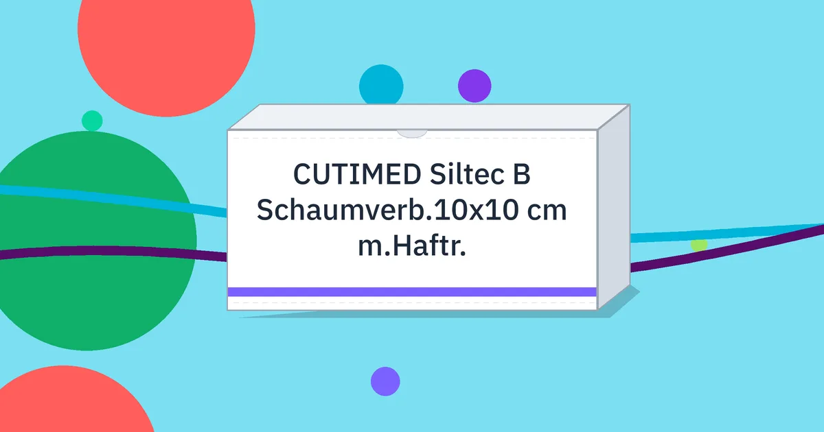 Symbolbild: Packung mit der Aufschrift CUTIMED Siltec B Schaumverb.10x10 cm m.Haftr. (PZN 19347077) – Verfügbarkeit und Bezug in Apotheken in Frankfurt am Main