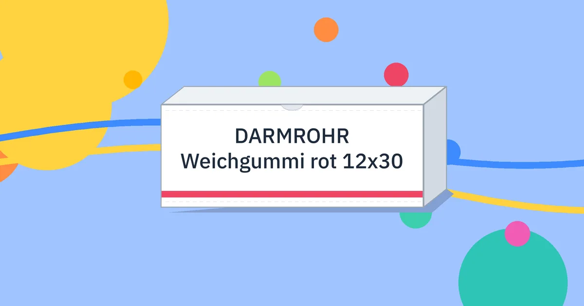 Symbolbild: Packung mit der Aufschrift DARMROHR Weichgummi rot 12x30 (PZN 01726176) – Verfügbarkeit und Bezug in Apotheken in Frankfurt am Main