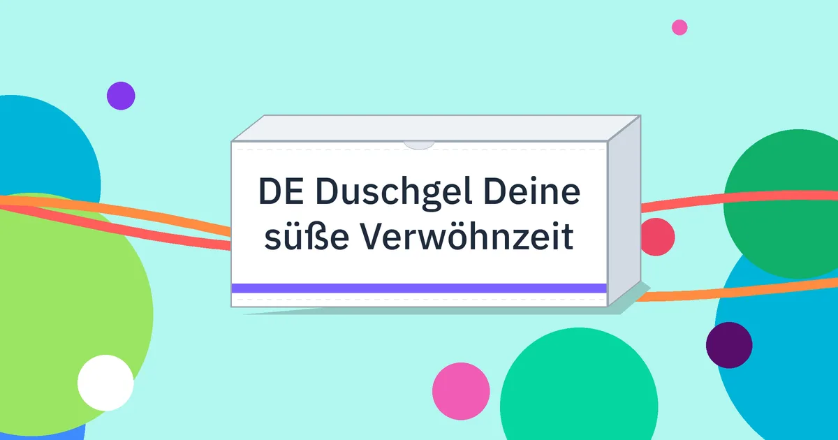 Symbolbild: Packung mit der Aufschrift DE Duschgel Deine süße Verwöhnzeit (PZN 19268797) – Verfügbarkeit und Bezug in Apotheken in Frankfurt am Main