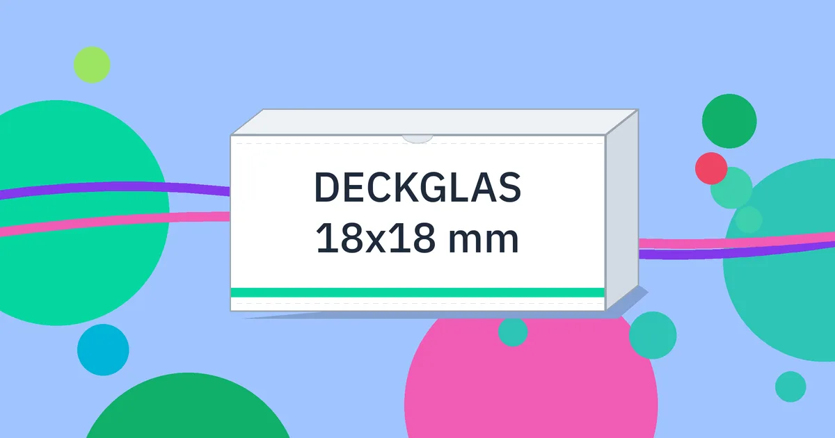 Symbolbild: Packung mit der Aufschrift DECKGLAS 18x18 mm (PZN 03159907) – Verfügbarkeit und Bezug in Apotheken in Frankfurt am Main
