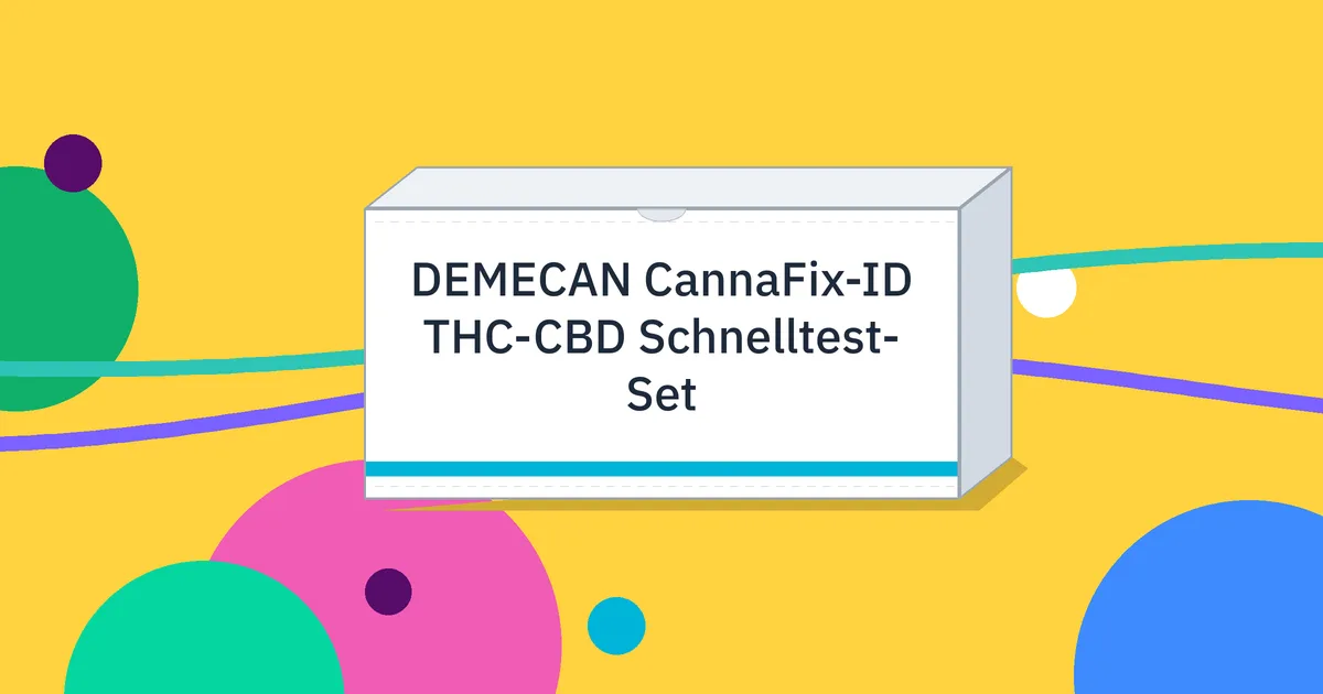 Symbolbild: Packung mit der Aufschrift DEMECAN CannaFix-ID THC-CBD Schnelltest-Set (PZN 17560861) – Verfügbarkeit und Bezug in Apotheken in Frankfurt am Main