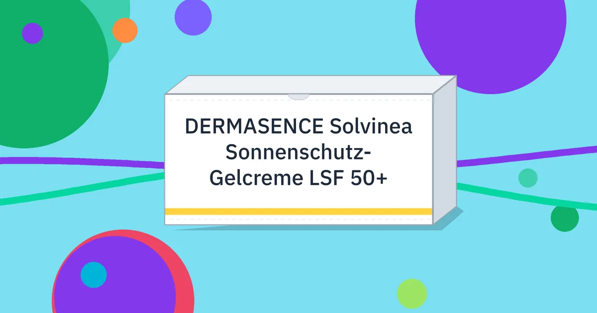 Symbolbild: Packung mit der Aufschrift DERMASENCE Solvinea Sonnenschutz-Gelcreme LSF 50+ (PZN 19488205) – Verfügbarkeit und Bezug in Apotheken in Frankfurt am Main