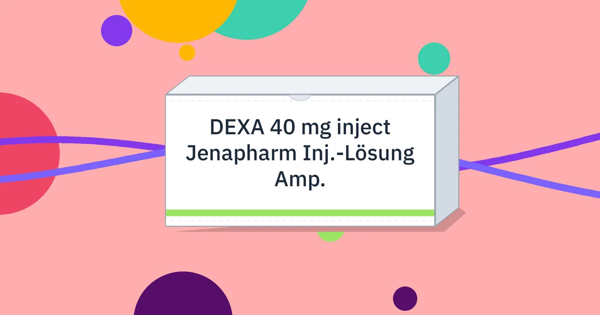 Symbolbild: Packung mit der Aufschrift DEXA 40 mg inject Jenapharm Inj.-Lösung Amp. (PZN 08704491) – Verfügbarkeit und Bezug in Apotheken in Frankfurt am Main