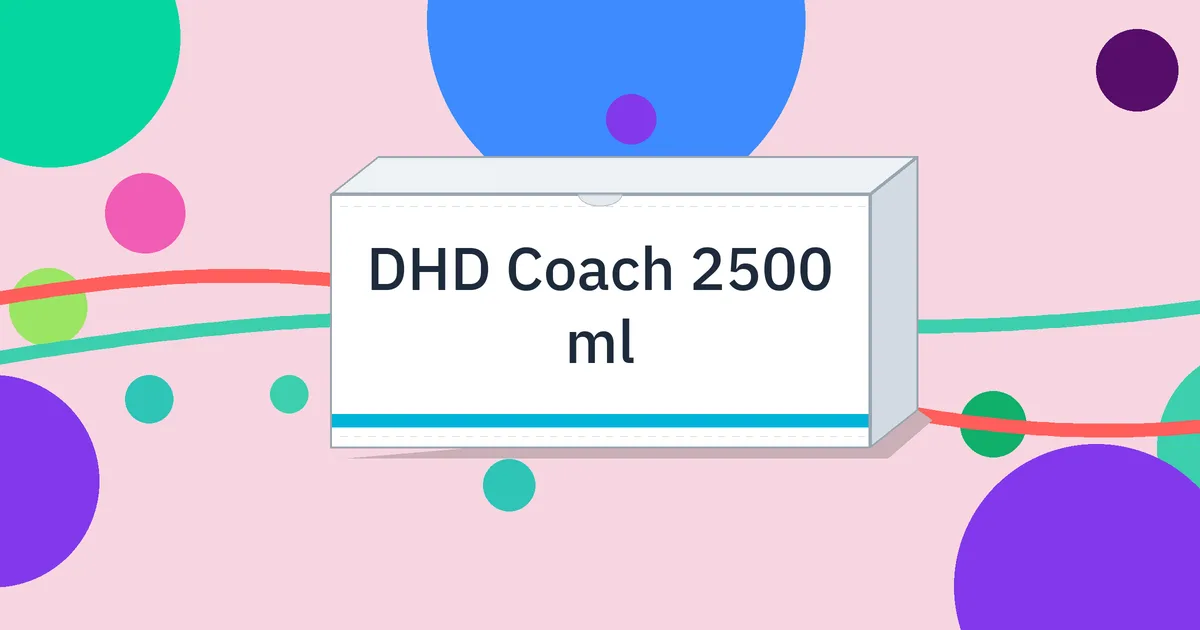 Symbolbild: Packung mit der Aufschrift DHD Coach 2500 ml (PZN 09106243) – Verfügbarkeit und Bezug in Apotheken in Frankfurt am Main