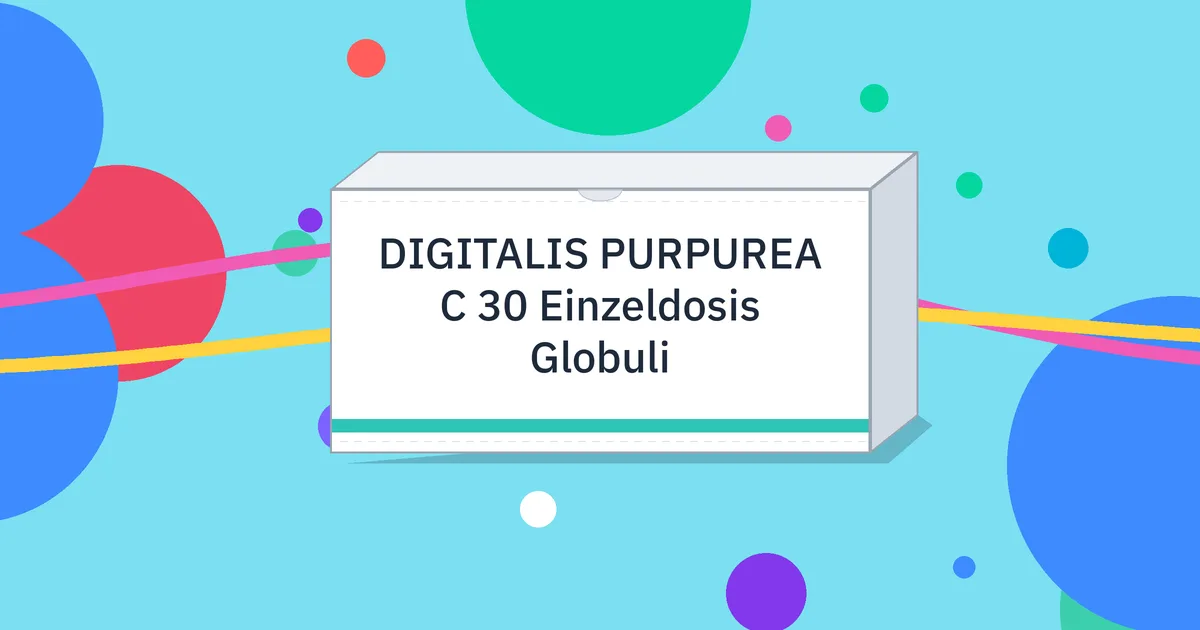 Symbolbild: Packung mit der Aufschrift DIGITALIS PURPUREA C 30 Einzeldosis Globuli (PZN 01543234) – Verfügbarkeit und Bezug in Apotheken in Frankfurt am Main