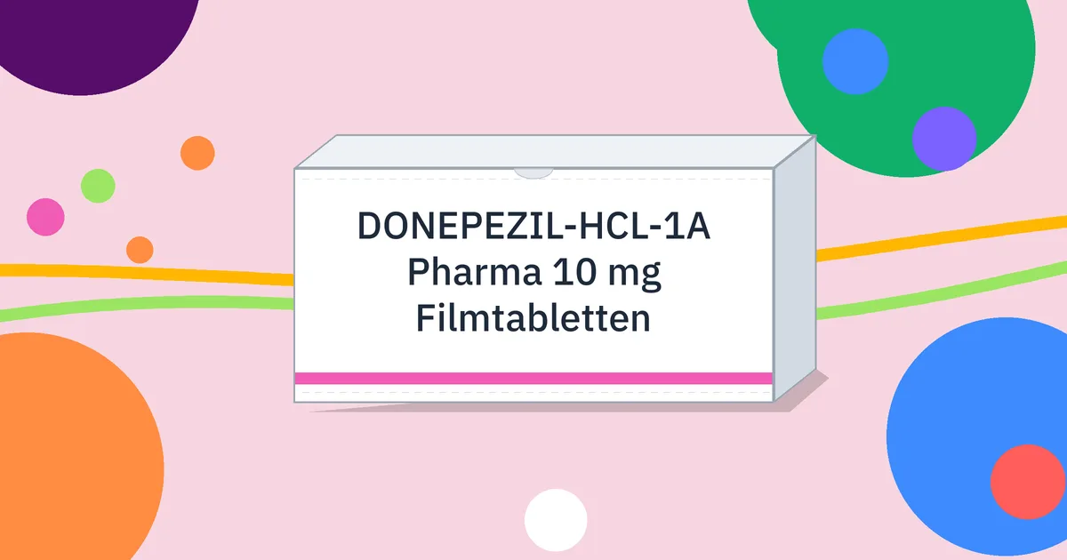 Symbolbild: Packung mit der Aufschrift DONEPEZIL-HCL-1A Pharma 10 mg Filmtabletten (PZN 09322260) – Verfügbarkeit und Bezug in Apotheken in Frankfurt am Main