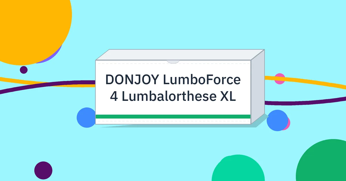 Symbolbild: Packung mit der Aufschrift DONJOY LumboForce 4 Lumbalorthese XL (PZN 19378089) – Verfügbarkeit und Bezug in Apotheken in Frankfurt am Main