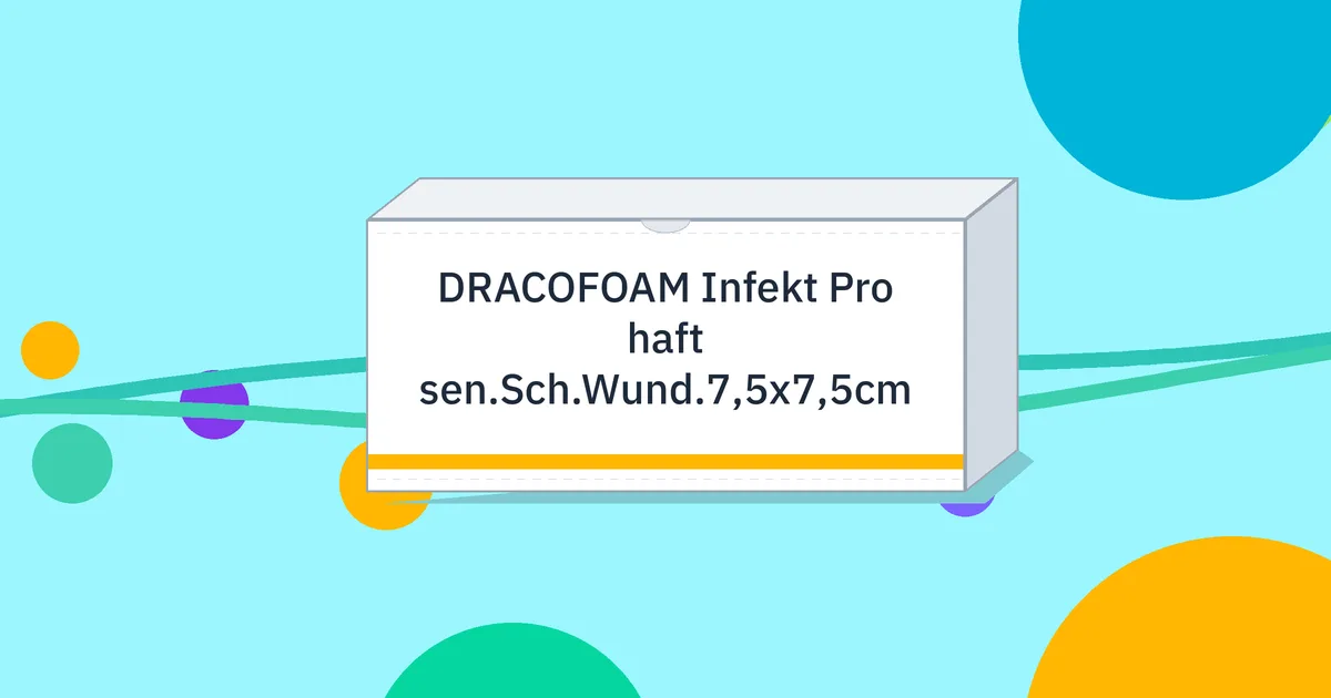 Symbolbild: Packung mit der Aufschrift DRACOFOAM Infekt Pro haft sen.Sch.Wund.7,5x7,5cm (PZN 19964048) – Verfügbarkeit und Bezug in Apotheken in Frankfurt am Main