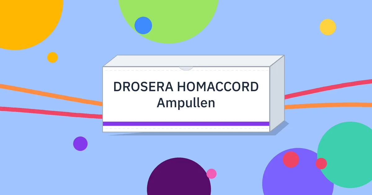 Symbolbild: Packung mit der Aufschrift DROSERA HOMACCORD Ampullen (PZN 00304958) – Verfügbarkeit und Bezug in Apotheken in Frankfurt am Main