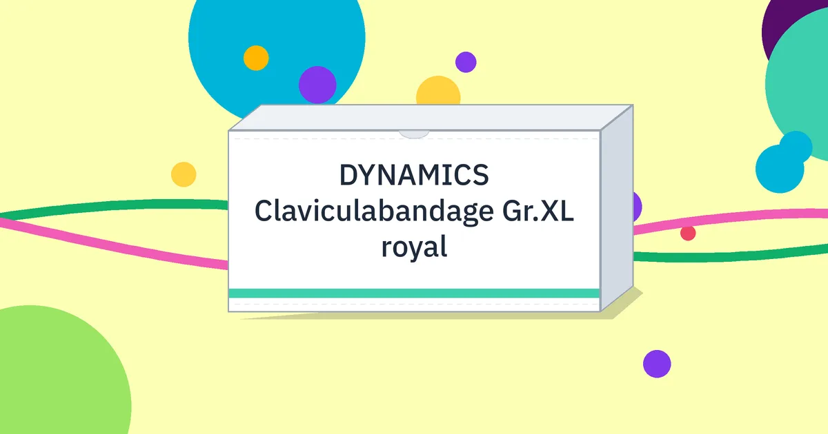 Symbolbild: Packung mit der Aufschrift DYNAMICS Claviculabandage Gr.XL royal (PZN 10631894) – Verfügbarkeit und Bezug in Apotheken in Frankfurt am Main
