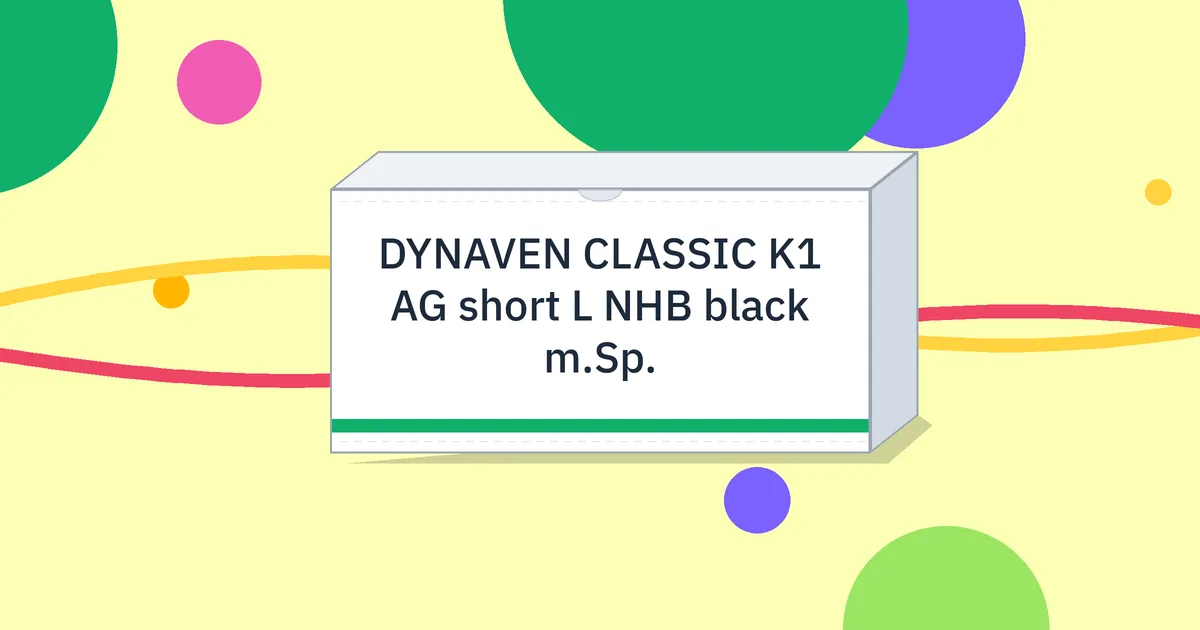 Symbolbild: Packung mit der Aufschrift DYNAVEN CLASSIC K1 AG short L NHB black m.Sp. (PZN 18415664) – Verfügbarkeit und Bezug in Apotheken in Frankfurt am Main