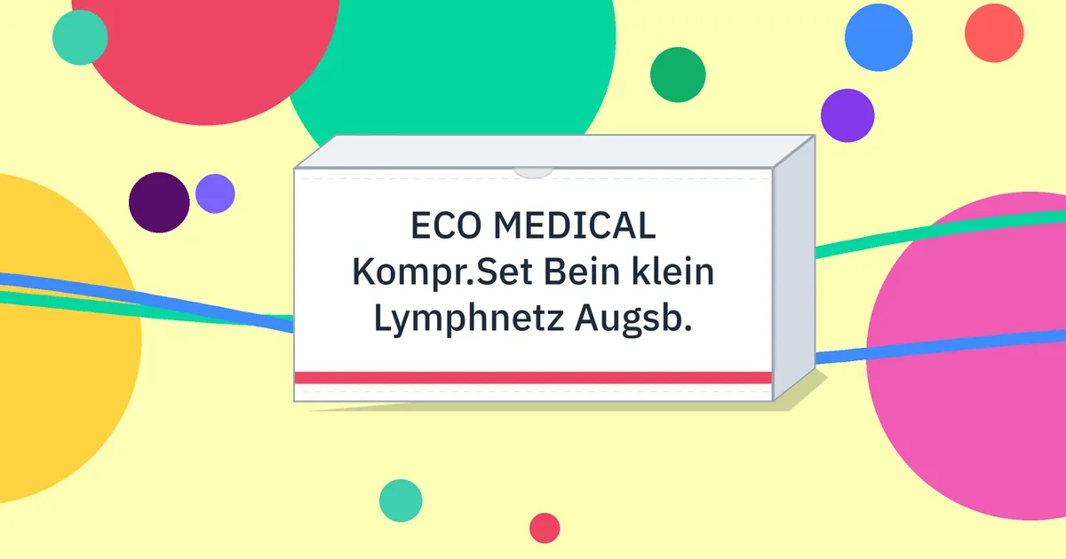 Symbolbild: Packung mit der Aufschrift ECO MEDICAL Kompr.Set Bein klein Lymphnetz Augsb. (PZN 16262104) – Verfügbarkeit und Bezug in Apotheken in Frankfurt am Main