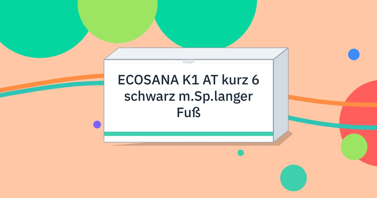Symbolbild: Packung mit der Aufschrift ECOSANA K1 AT kurz 6 schwarz m.Sp.langer Fuß (PZN 04732154) – Verfügbarkeit und Bezug in Apotheken in Frankfurt am Main