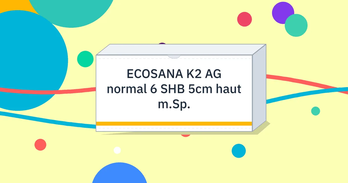 Symbolbild: Packung mit der Aufschrift ECOSANA K2 AG normal 6 SHB 5cm haut m.Sp. (PZN 01518489) – Verfügbarkeit und Bezug in Apotheken in Frankfurt am Main
