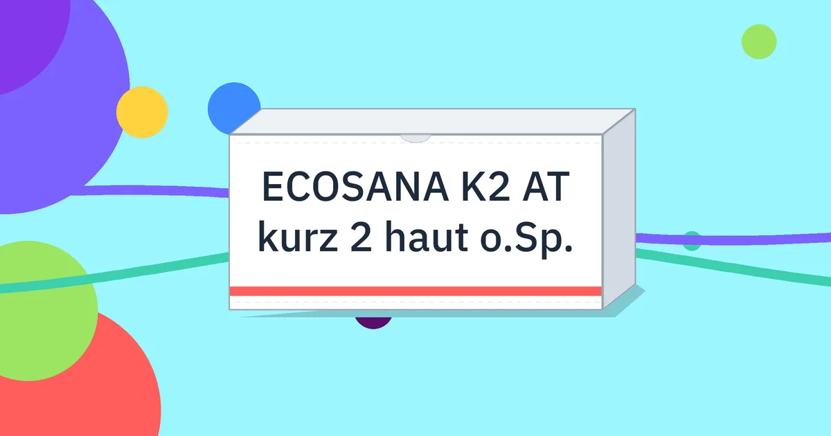 Symbolbild: Packung mit der Aufschrift ECOSANA K2 AT kurz 2 haut o.Sp. (PZN 01553706) – Verfügbarkeit und Bezug in Apotheken in Frankfurt am Main
