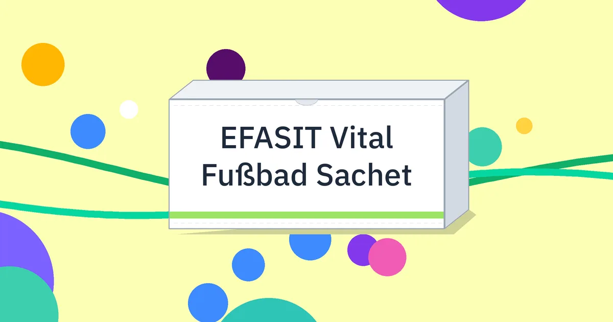 Symbolbild: Packung mit der Aufschrift EFASIT Vital Fußbad Sachet (PZN 20047392) – Verfügbarkeit und Bezug in Apotheken in Frankfurt am Main