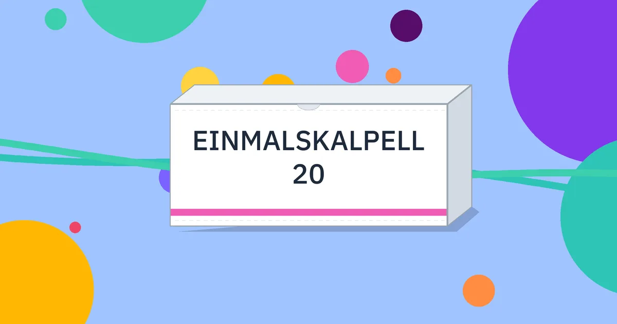 Symbolbild: Packung mit der Aufschrift EINMALSKALPELL 20 (PZN 05991768) – Verfügbarkeit und Bezug in Apotheken in Frankfurt am Main