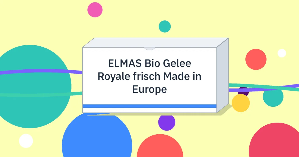 Symbolbild: Packung mit der Aufschrift ELMAS Bio Gelee Royale frisch Made in Europe (PZN 16870453) – Verfügbarkeit und Bezug in Apotheken in Frankfurt am Main