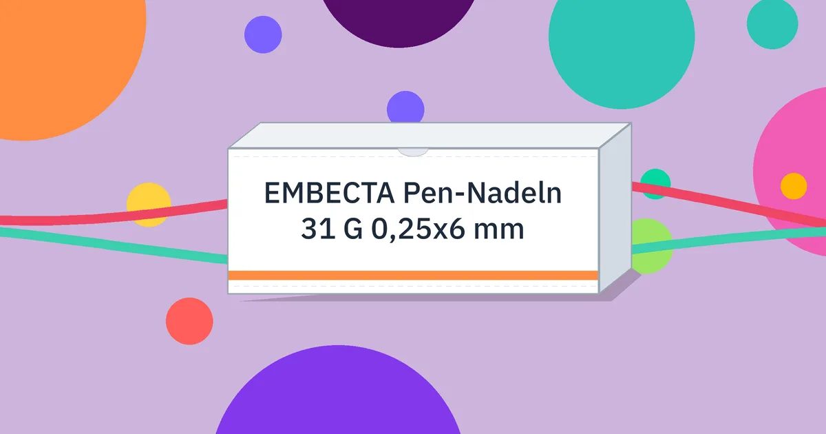 Symbolbild: Packung mit der Aufschrift EMBECTA Pen-Nadeln 31 G 0,25x6 mm (PZN 20657914) – Verfügbarkeit und Bezug in Apotheken in Frankfurt am Main