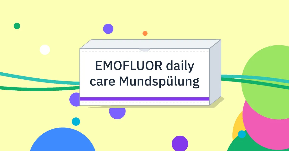 Symbolbild: Packung mit der Aufschrift EMOFLUOR daily care Mundspülung (PZN 18373948) – Verfügbarkeit und Bezug in Apotheken in Frankfurt am Main