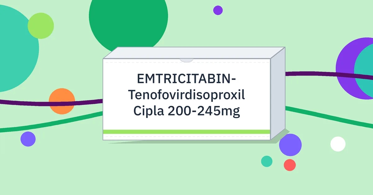 Symbolbild: Packung mit der Aufschrift EMTRICITABIN-Tenofovirdisoproxil Cipla 200-245mg (PZN 19131408) – Verfügbarkeit und Bezug in Apotheken in Frankfurt am Main