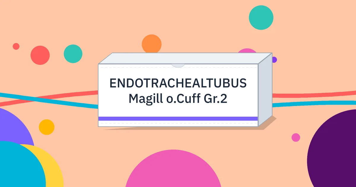 Symbolbild: Packung mit der Aufschrift ENDOTRACHEALTUBUS Magill o.Cuff Gr.2 (PZN 01582205) – Verfügbarkeit und Bezug in Apotheken in Frankfurt am Main