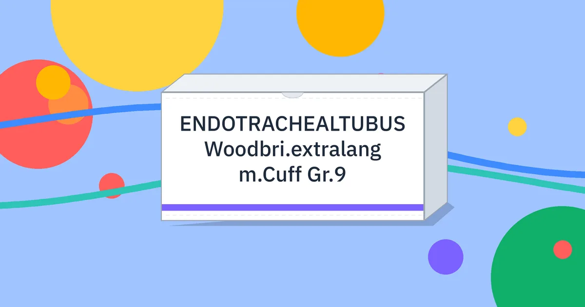 Symbolbild: Packung mit der Aufschrift ENDOTRACHEALTUBUS Woodbri.extralang m.Cuff Gr.9 (PZN 12905611) – Verfügbarkeit und Bezug in Apotheken in Frankfurt am Main