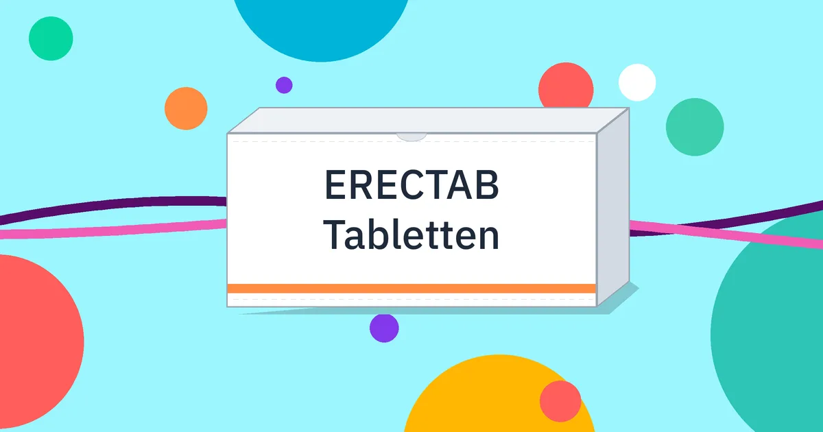 Symbolbild: Packung mit der Aufschrift ERECTAB Tabletten (PZN 20512713) – Verfügbarkeit und Bezug in Apotheken in Frankfurt am Main