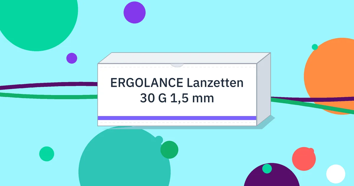 Symbolbild: Packung mit der Aufschrift ERGOLANCE Lanzetten 30 G 1,5 mm (PZN 13900722) – Verfügbarkeit und Bezug in Apotheken in Frankfurt am Main