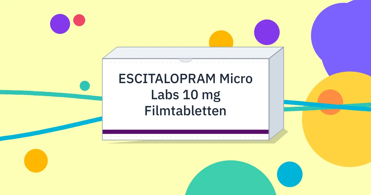 Symbolbild: Packung mit der Aufschrift ESCITALOPRAM Micro Labs 10 mg Filmtabletten (PZN 11695927) – Verfügbarkeit und Bezug in Apotheken in Frankfurt am Main