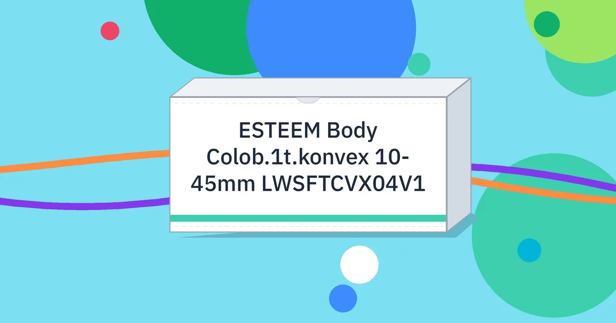 Symbolbild: Packung mit der Aufschrift ESTEEM Body Colob.1t.konvex 10-45mm LWSFTCVX04V1 (PZN 18838034) – Verfügbarkeit und Bezug in Apotheken in Frankfurt am Main