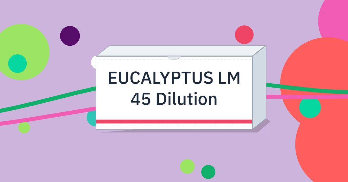 Symbolbild: Packung mit der Aufschrift EUCALYPTUS LM 45 Dilution (PZN 12845530) – Verfügbarkeit und Bezug in Apotheken in Frankfurt am Main