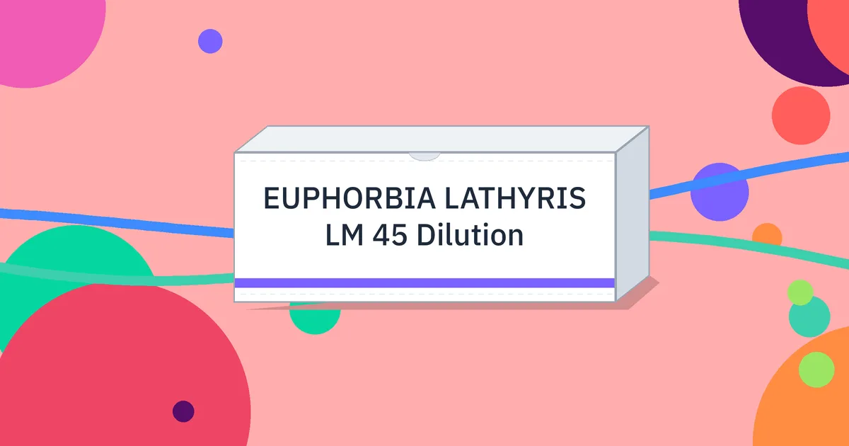 Symbolbild: Packung mit der Aufschrift EUPHORBIA LATHYRIS LM 45 Dilution (PZN 13482549) – Verfügbarkeit und Bezug in Apotheken in Frankfurt am Main