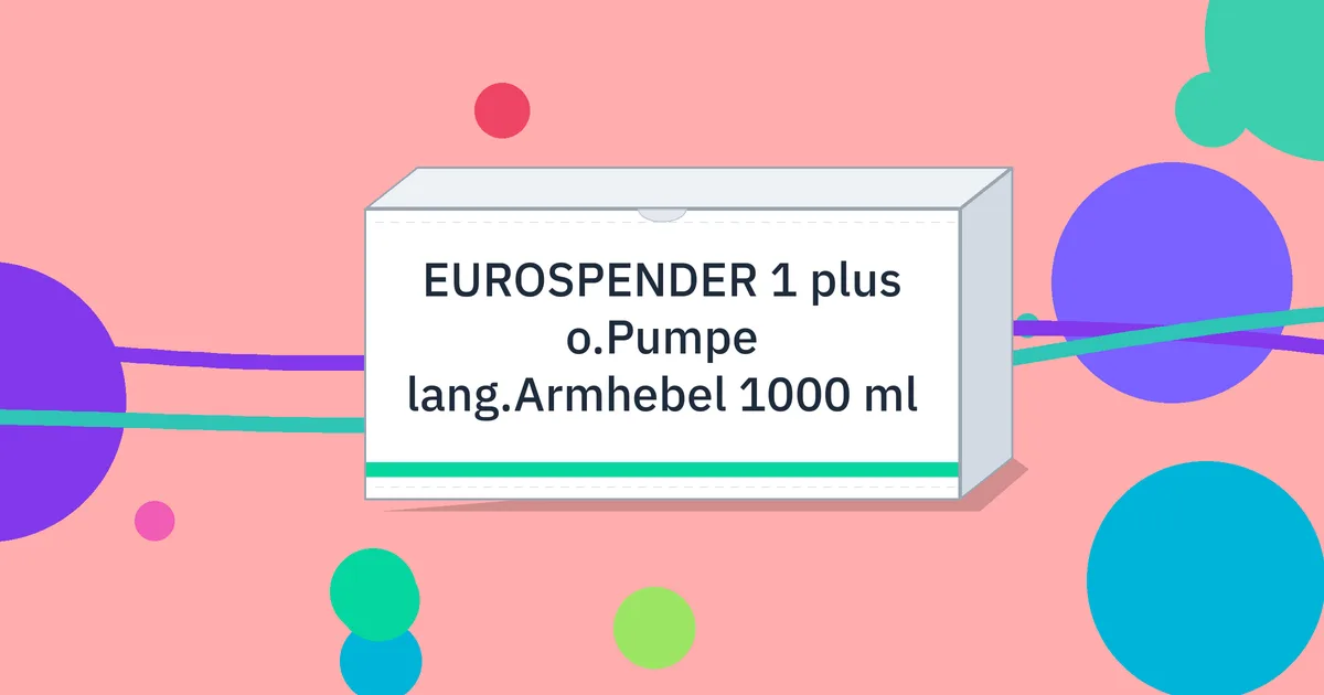 Symbolbild: Packung mit der Aufschrift EUROSPENDER 1 plus o.Pumpe lang.Armhebel 1000 ml (PZN 13721899) – Verfügbarkeit und Bezug in Apotheken in Frankfurt am Main