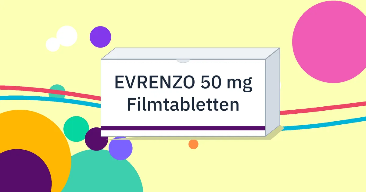 Symbolbild: Packung mit der Aufschrift EVRENZO 50 mg Filmtabletten (PZN 19213299) – Verfügbarkeit und Bezug in Apotheken in Frankfurt am Main