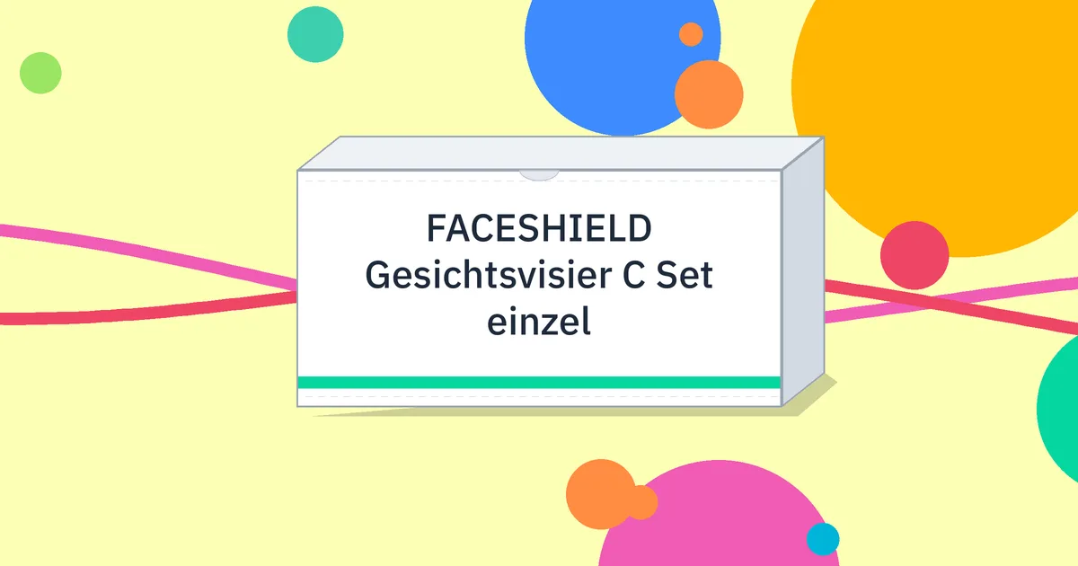 Symbolbild: Packung mit der Aufschrift FACESHIELD Gesichtsvisier C Set einzel (PZN 16797667) – Verfügbarkeit und Bezug in Apotheken in Frankfurt am Main