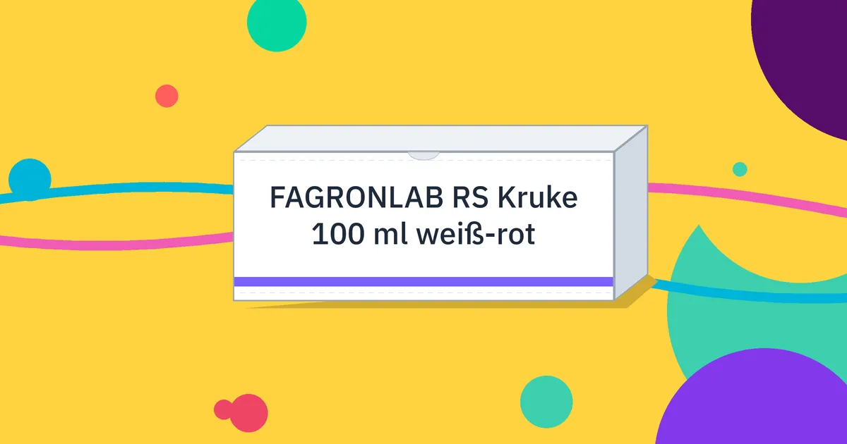 Symbolbild: Packung mit der Aufschrift FAGRONLAB RS Kruke 100 ml weiß-rot (PZN 20362248) – Verfügbarkeit und Bezug in Apotheken in Frankfurt am Main