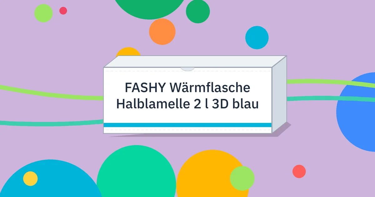 Symbolbild: Packung mit der Aufschrift FASHY Wärmflasche Halblamelle 2 l 3D blau (PZN 17246320) – Verfügbarkeit und Bezug in Apotheken in Frankfurt am Main