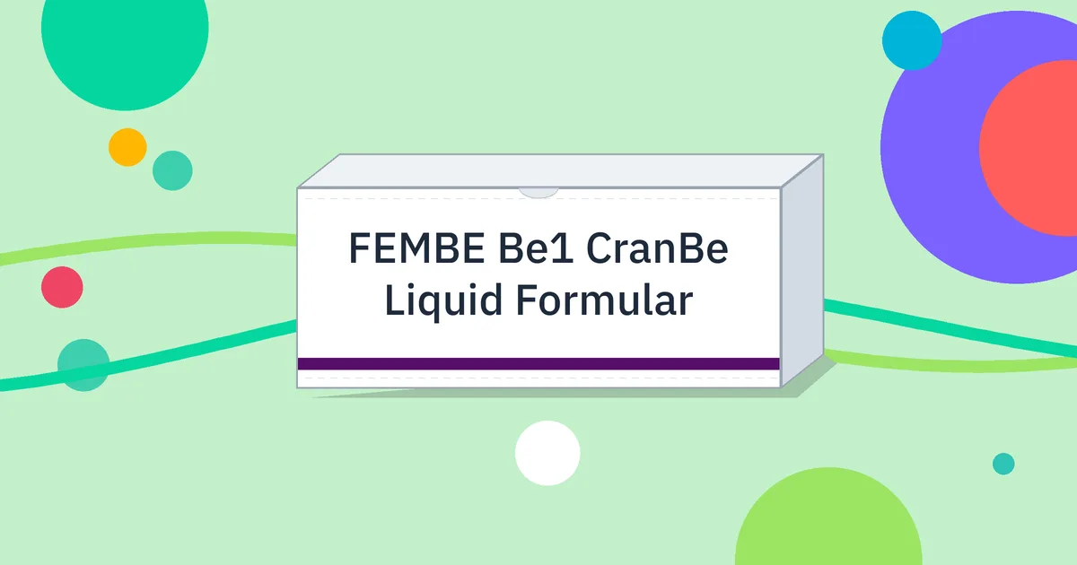 Symbolbild: Packung mit der Aufschrift FEMBE Be1 CranBe Liquid Formular (PZN 19340862) – Verfügbarkeit und Bezug in Apotheken in Frankfurt am Main