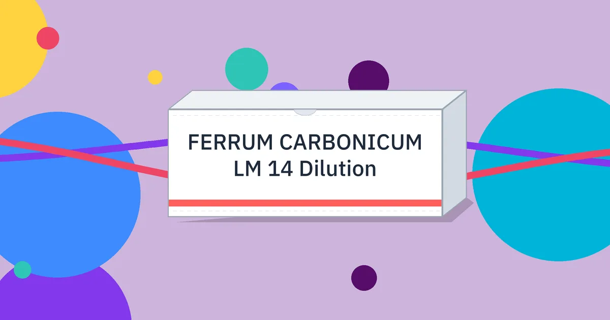 Symbolbild: Packung mit der Aufschrift FERRUM CARBONICUM LM 14 Dilution (PZN 12847960) – Verfügbarkeit und Bezug in Apotheken in Frankfurt am Main