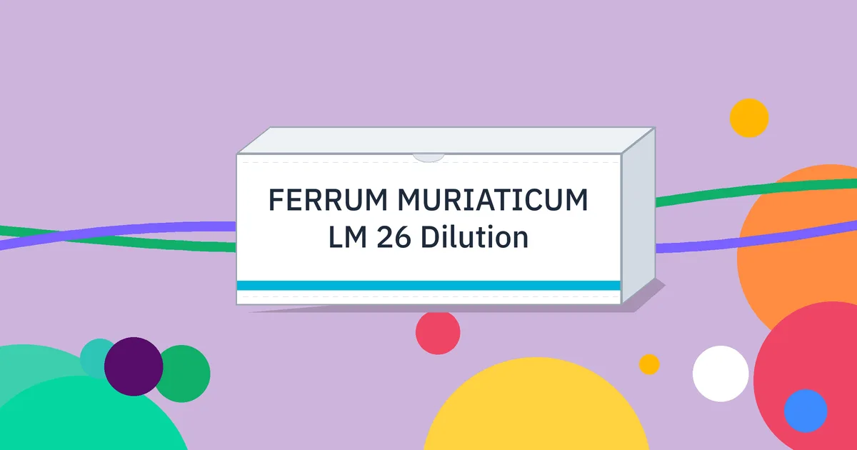 Symbolbild: Packung mit der Aufschrift FERRUM MURIATICUM LM 26 Dilution (PZN 12850910) – Verfügbarkeit und Bezug in Apotheken in Frankfurt am Main