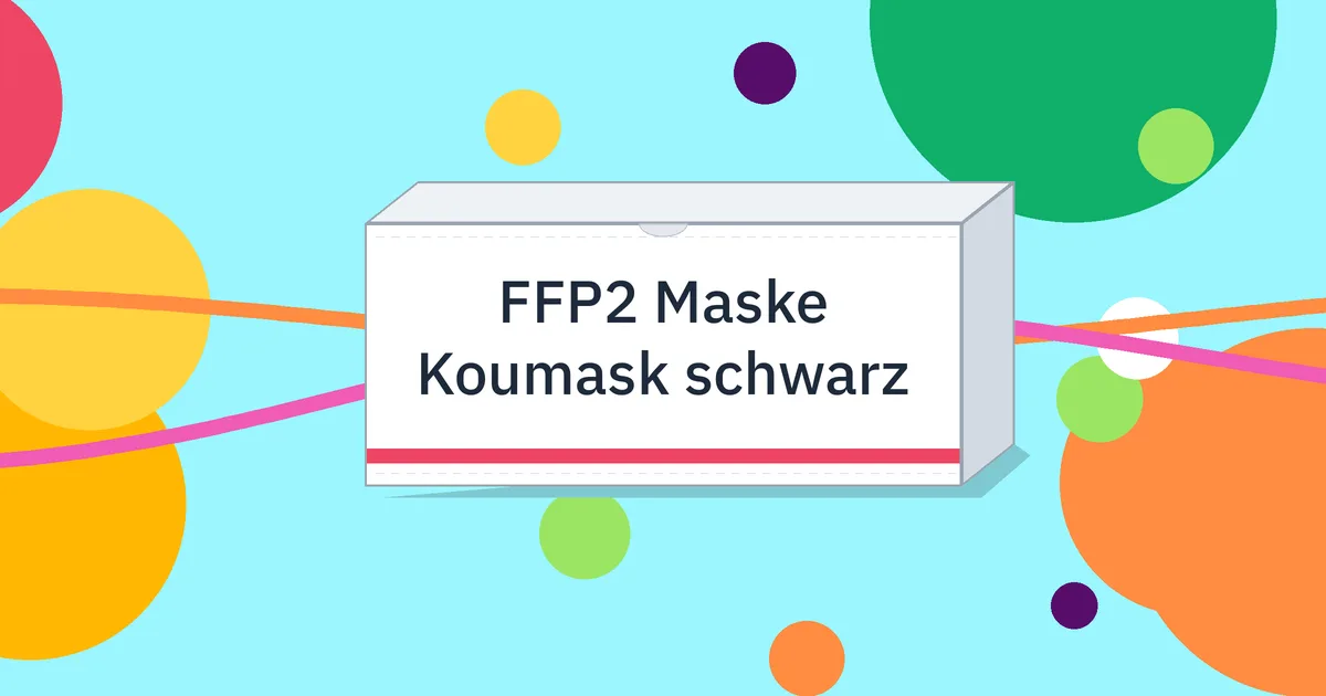 Symbolbild: Packung mit der Aufschrift FFP2 Maske Koumask schwarz (PZN 18435796) – Verfügbarkeit und Bezug in Apotheken in Frankfurt am Main