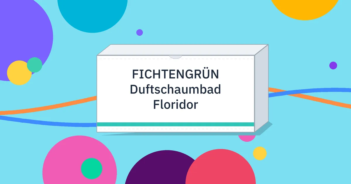 Symbolbild: Packung mit der Aufschrift FICHTENGRÜN Duftschaumbad Floridor (PZN 08846699) – Verfügbarkeit und Bezug in Apotheken in Frankfurt am Main