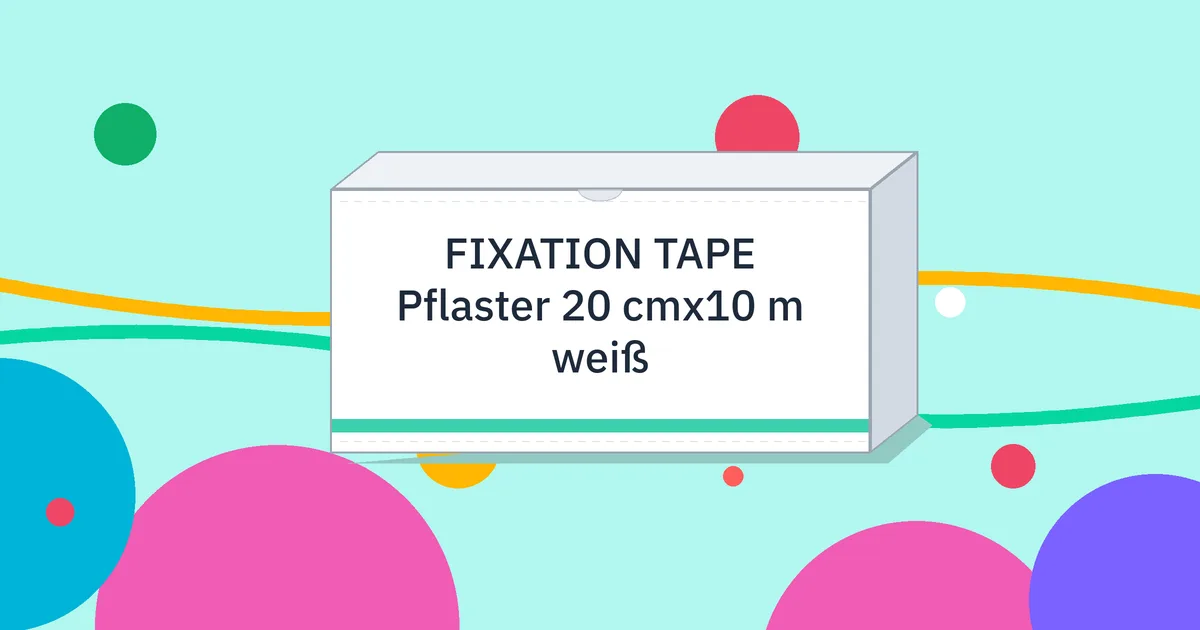 Symbolbild: Packung mit der Aufschrift FIXATION TAPE Pflaster 20 cmx10 m weiß (PZN 17559208) – Verfügbarkeit und Bezug in Apotheken in Frankfurt am Main