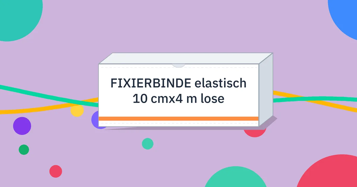 Symbolbild: Packung mit der Aufschrift FIXIERBINDE elastisch 10 cmx4 m lose (PZN 10180121) – Verfügbarkeit und Bezug in Apotheken in Frankfurt am Main