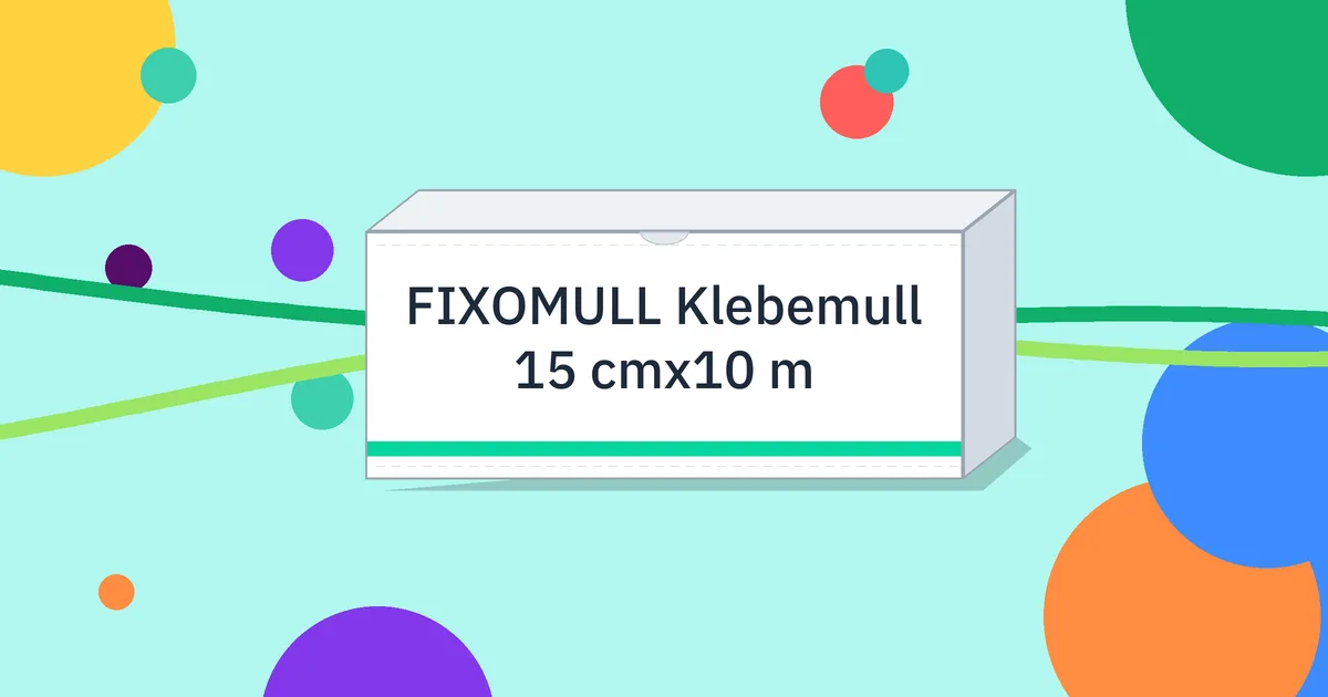 Symbolbild: Packung mit der Aufschrift FIXOMULL Klebemull 15 cmx10 m (PZN 15572311) – Verfügbarkeit und Bezug in Apotheken in Frankfurt am Main