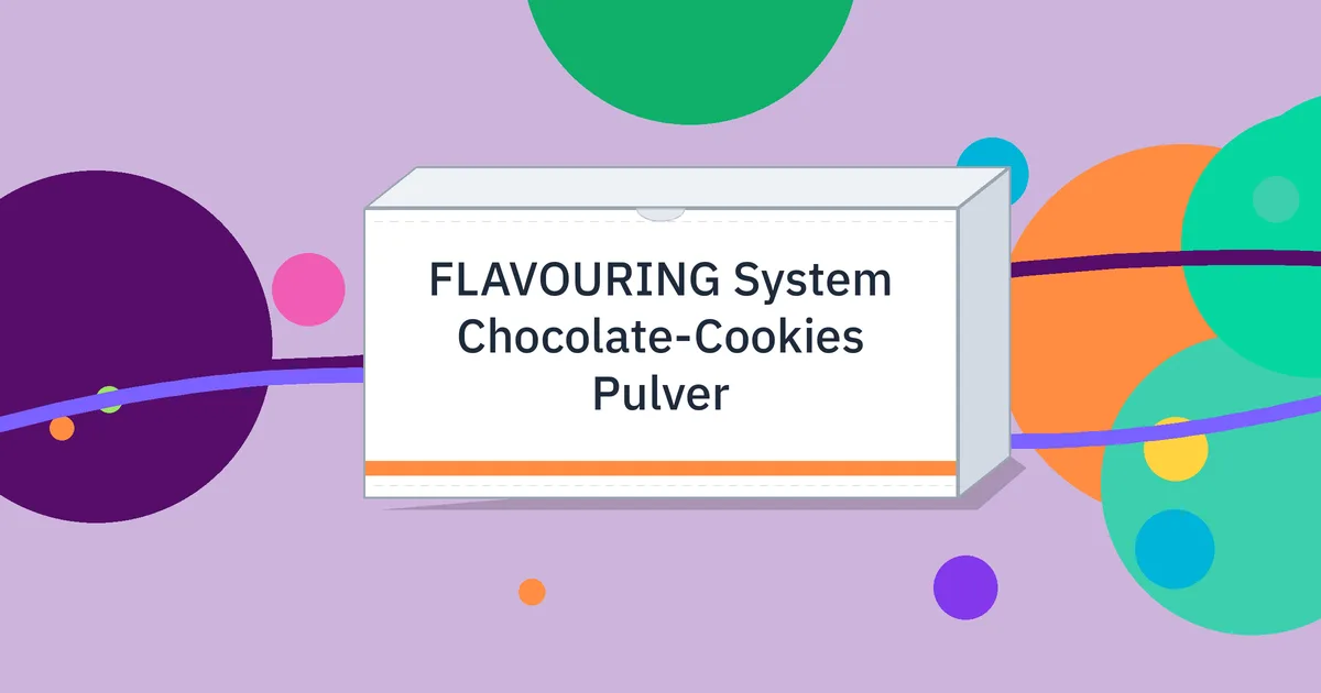 Symbolbild: Packung mit der Aufschrift FLAVOURING System Chocolate-Cookies Pulver (PZN 13235064) – Verfügbarkeit und Bezug in Apotheken in Frankfurt am Main